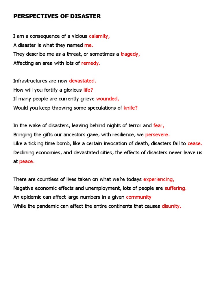 Perspectives of Disaster Poem | PDF