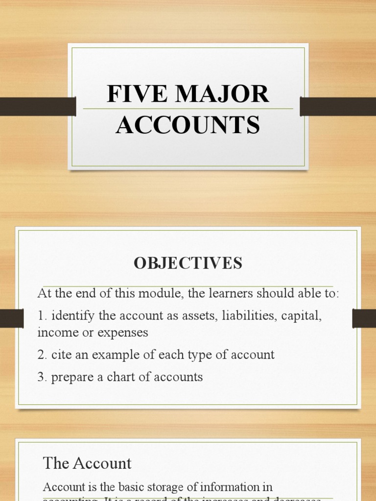 5 Major Accounts Week 5 | PDF | Debits And Credits | Expense