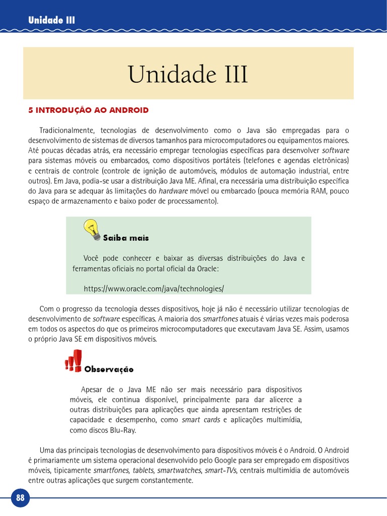 Livro-Texto - Unidade III | PDF | Android (sistema operacional) | Sistema operacional
