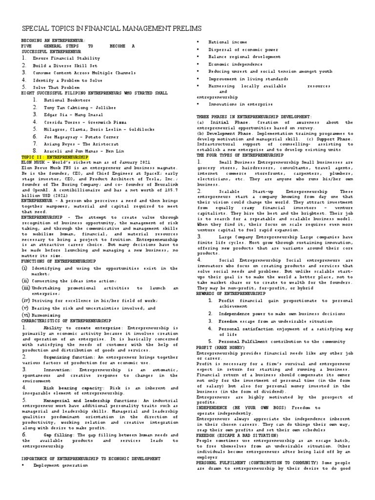 Special Topics in Financial Management | PDF | Business
