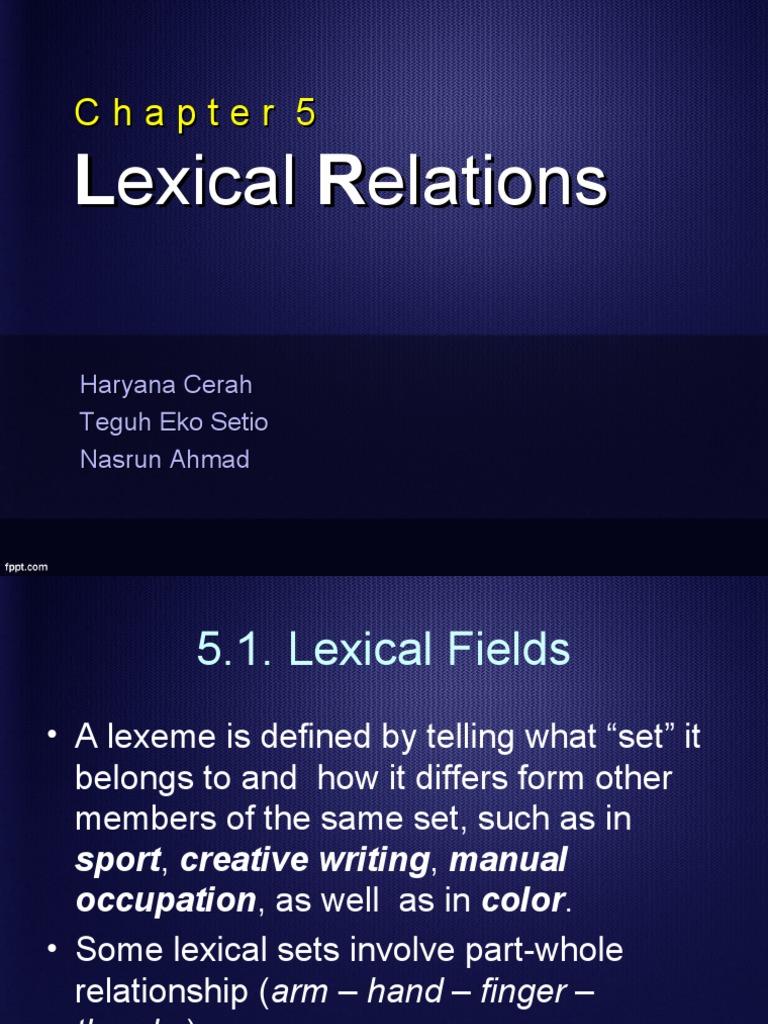 Lexical Relations and Their Properties | PDF | Language Mechanics | Lexical Semantics