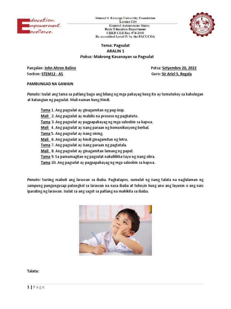 Aralin - 1 (HBA) (1) | PDF