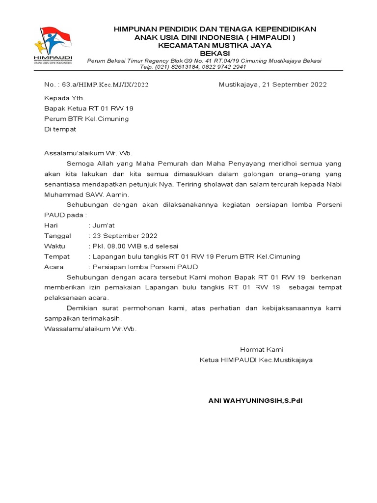 Surat Permohonan Ijin Tempat | PDF