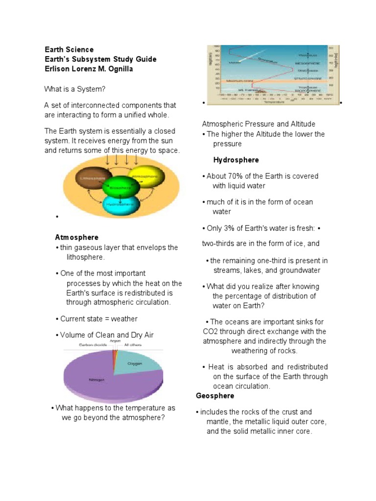 Earth Subsystem Lecture Notes | PDF | Earth | Water