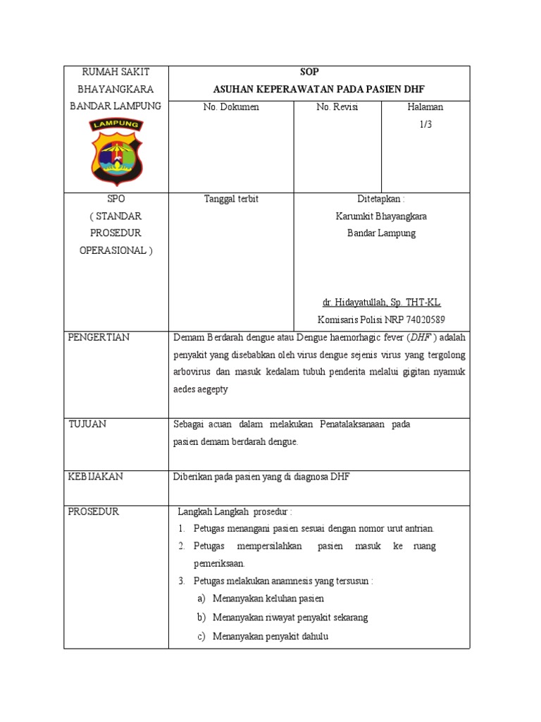 Sop Pada Pasien DHF | PDF