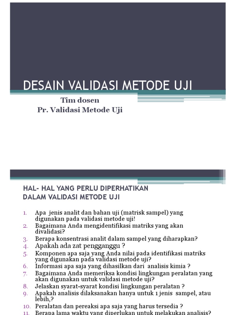 Desain Validasi Metode Uji | PDF