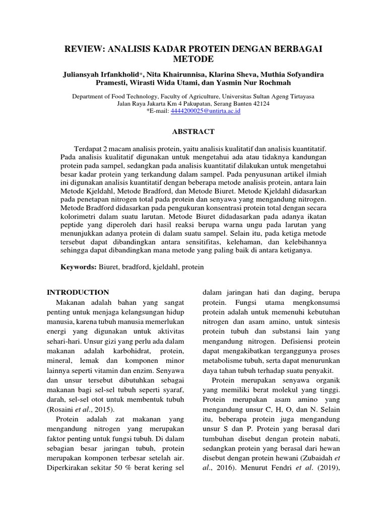 Metode Analisis Kadar Protein Pangan | PDF