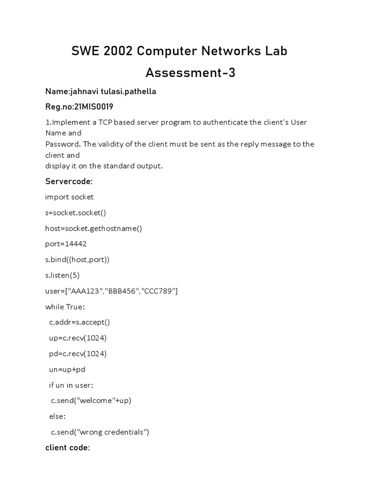 Assignment 3 Cn Lab Pdf Port Computer Networking Network Socket