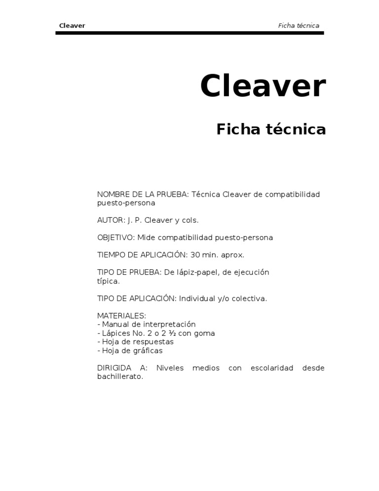 Cleaver 1 | PDF