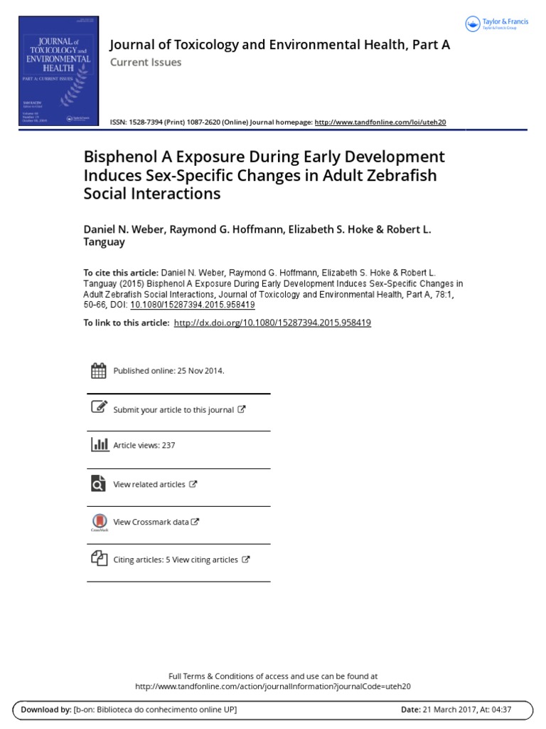 Bisphenol A Exposure During Early Development Induces Sex Specific