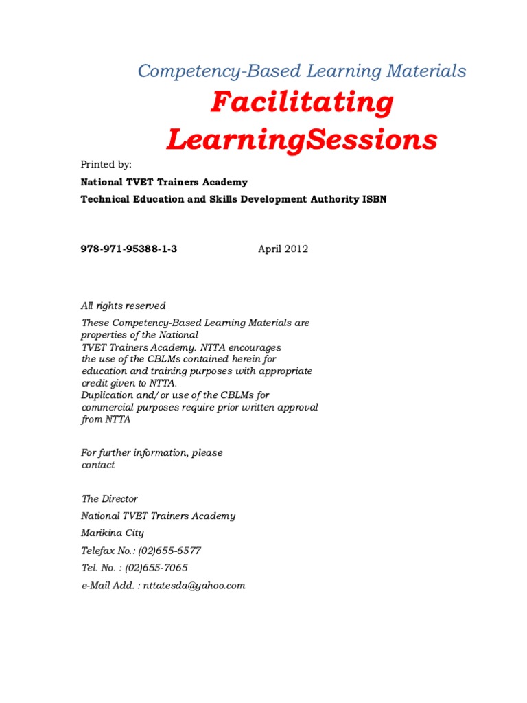 Facilitate Learning Sessions | PDF | Educational Technology | Educational Assessment