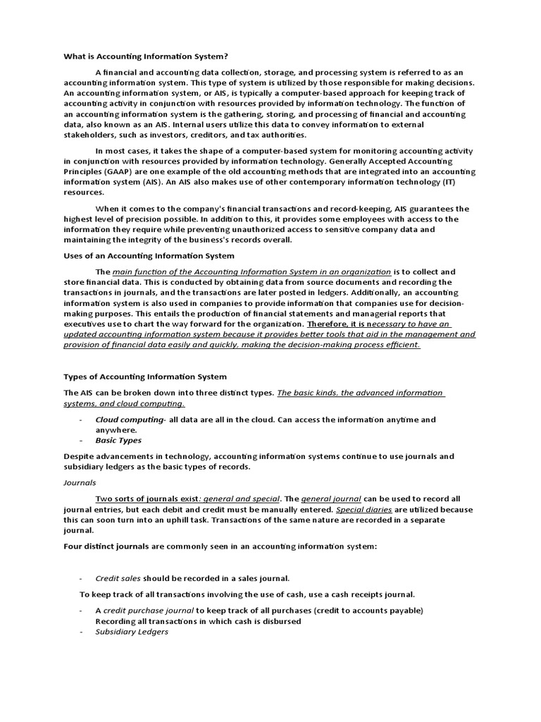 What Is Accounting Information System | PDF | Enterprise Resource ...