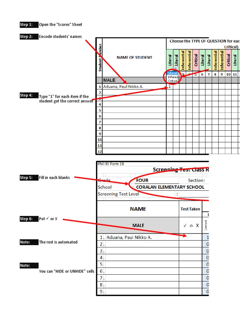 5 ACTS Phil IRI STCRR Encoding Template | PDF