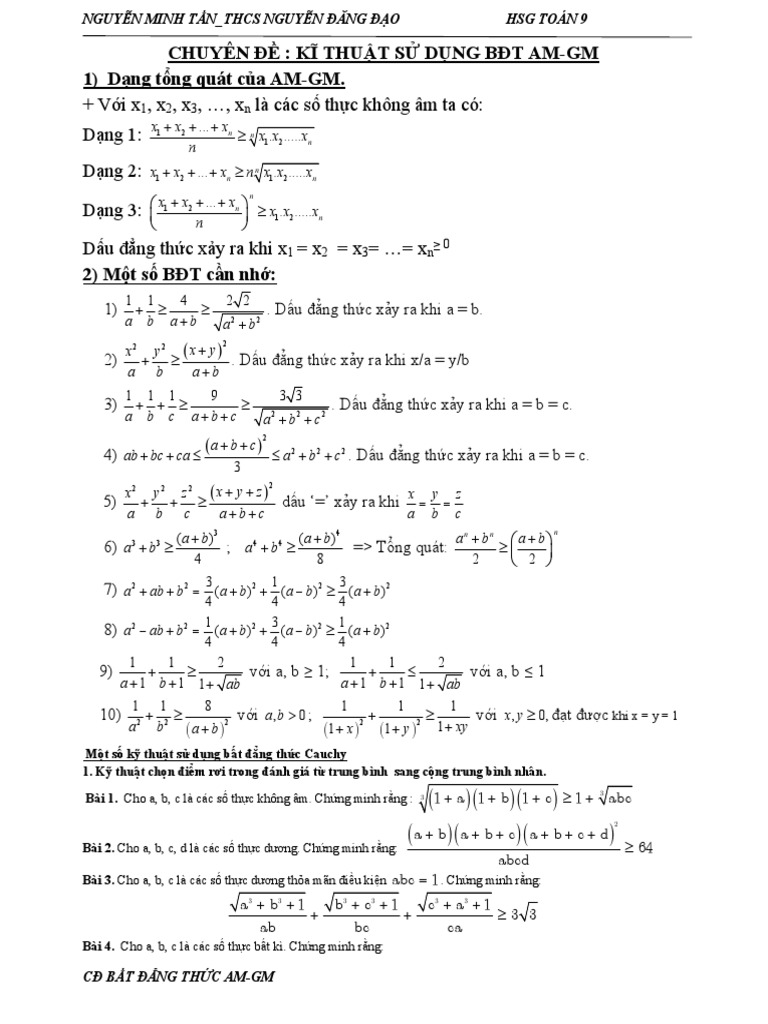BẤT ĐẲNG THỨC AM-GM | PDF