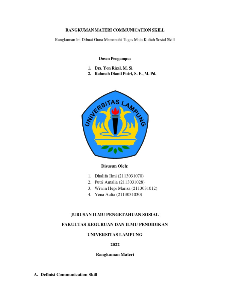 Rangkuman Materi Communication Skill | PDF