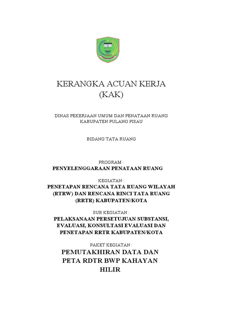 KAK Pemuktahiran Data Dan Peta RDTR | PDF