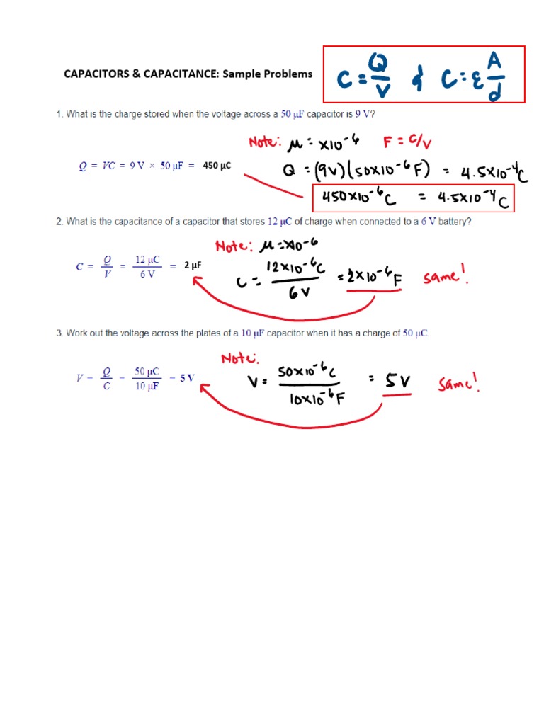 CAPACITORS Part 1 2 SAMPLE PROBLEMS | PDF | Science & Mathematics