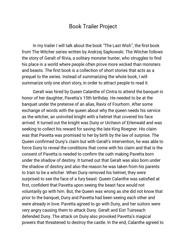 Book Trailer - The Witcher | PDF | General Fiction