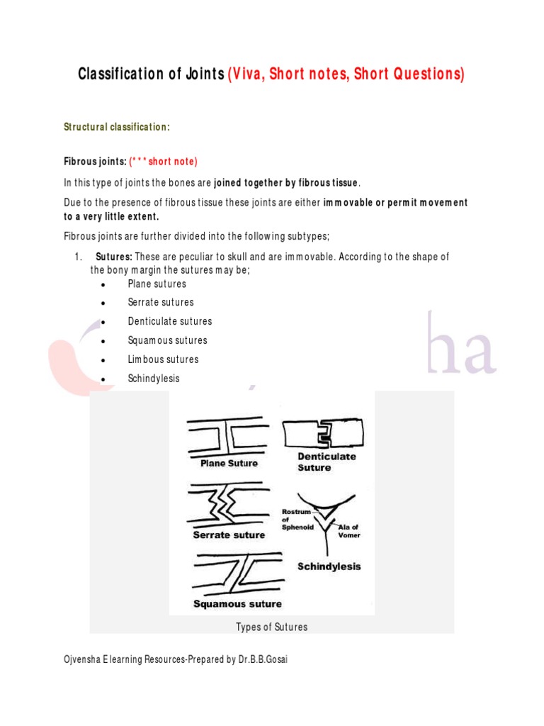 Joint Classification Overview | PDF | Cartilage | Anatomical Terms Of ...
