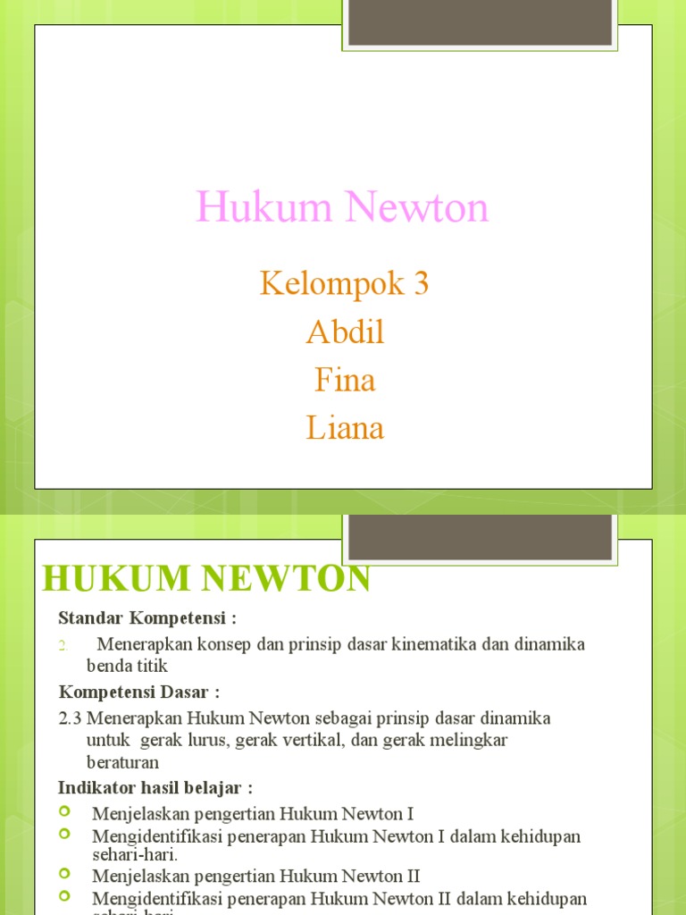 Hukum Newton I II III.8524185.powerpoint | PDF