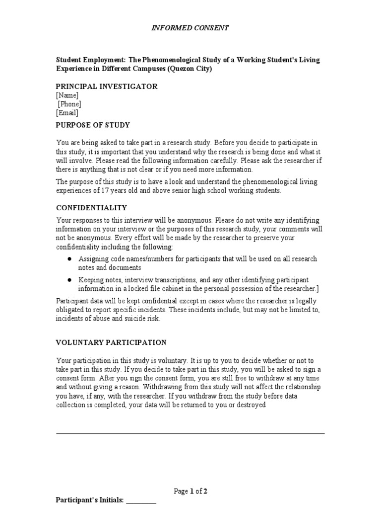 Informed_Consent-Template (1) | PDF | Informed Consent | Confidentiality