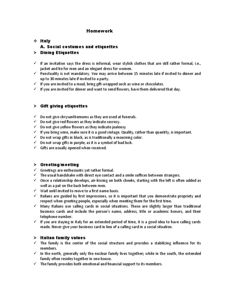 09 Homework 1 | PDF | Gift | Dinner