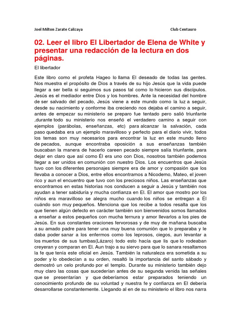 El Libertador de Elena de White | PDF | Jesús | Amor