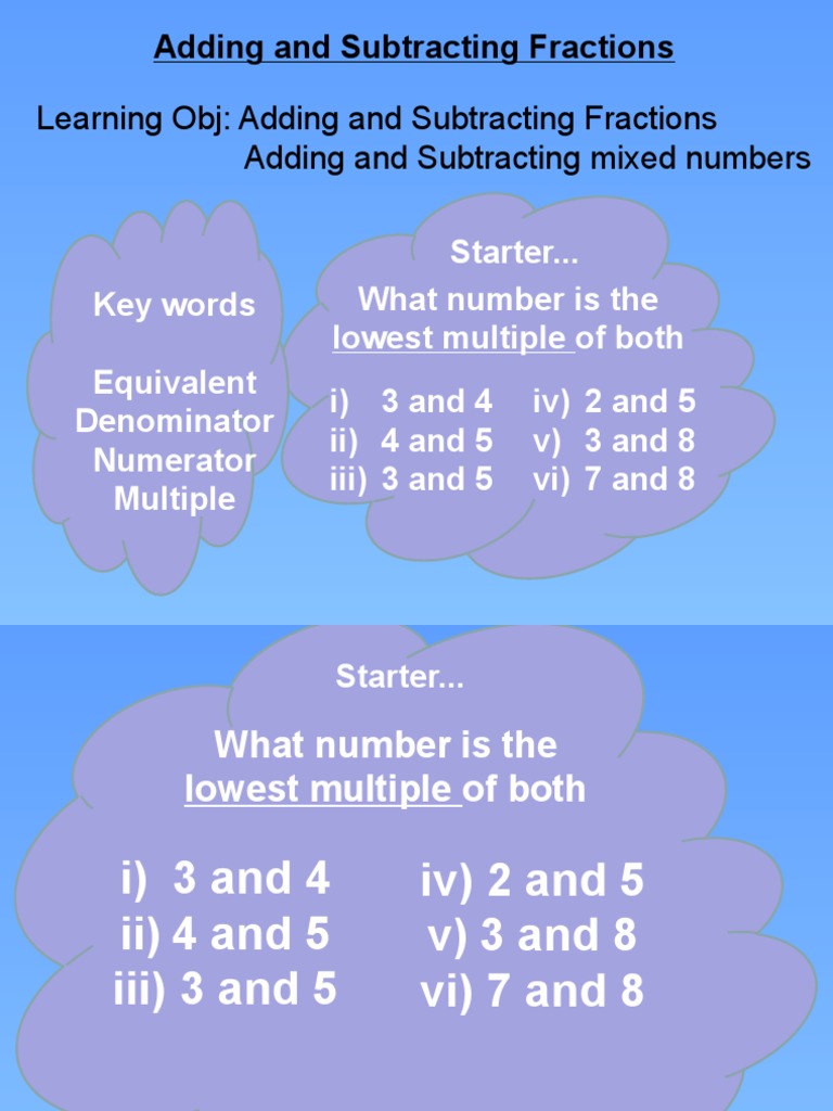 Fractions Addition And Subtraction PDF Algebra Number Theory