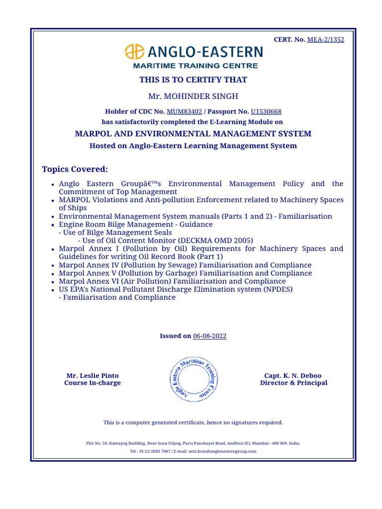 Project Completion Certification | PDF | Natural Environment | Water And The Environment