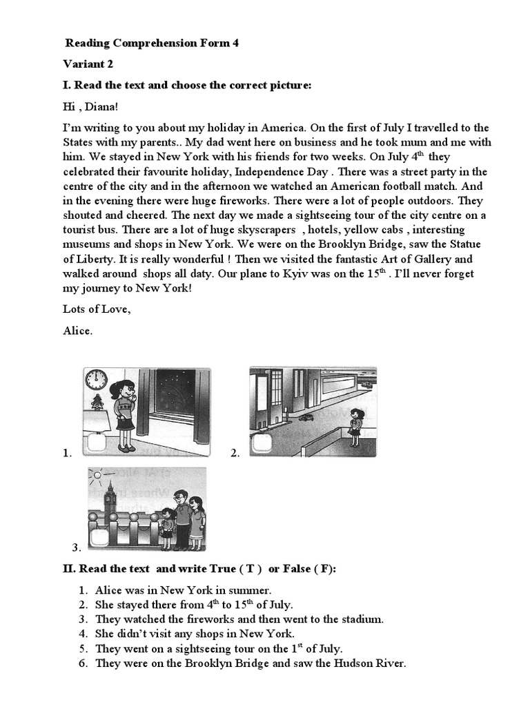 Reading Comprehension Form 4 | PDF | New York City