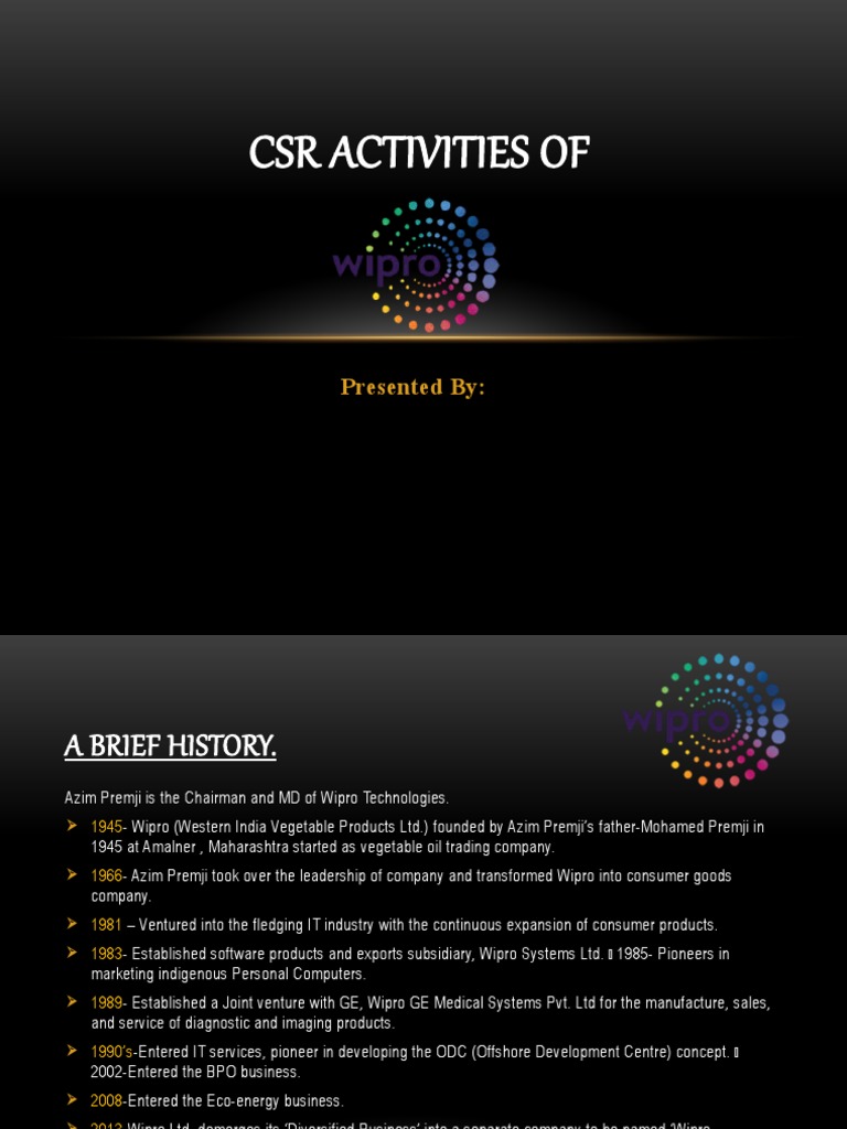 CSR Activities of Wipro | PDF | Corporate Social Responsibility | Economies