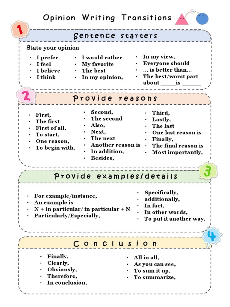 Opinion Writing Transition Starters | PDF | Self-Improvement