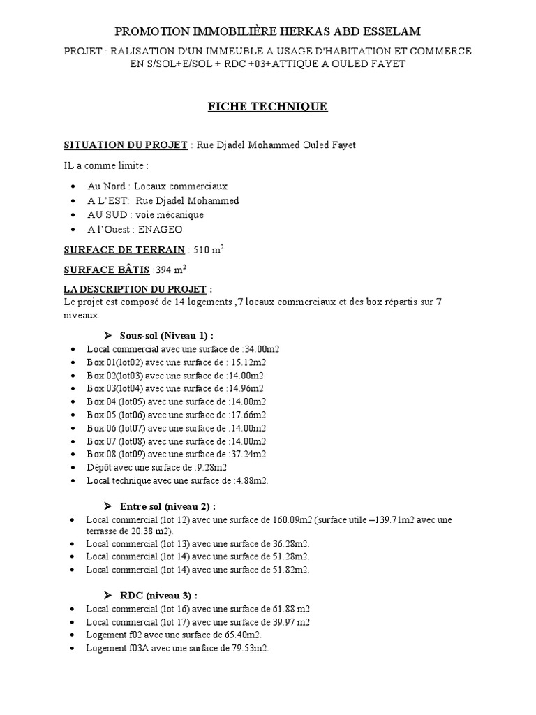 Fich Technique | PDF