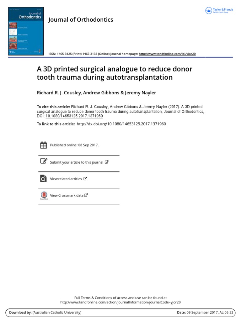 A 3D Printed Surgical Analogue To Reduce Donor Tooth Trauma During ...