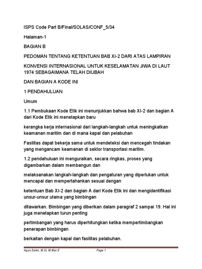 ISPS Code Part B Indonesia | PDF
