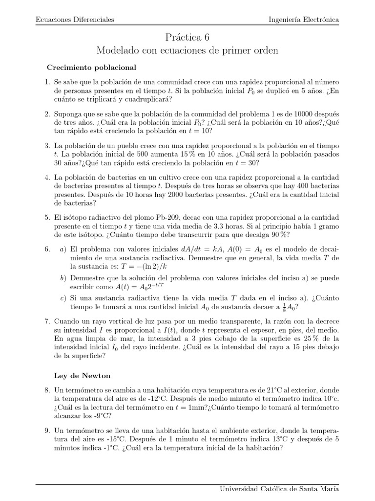 Practica 6 Modelado Con Ecuaciones de Primer Orden | PDF | Temperatura ...