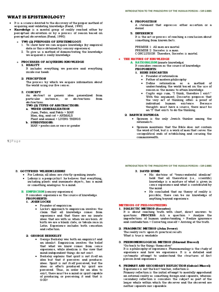 Philosophy Notes 2 | PDF | Rationalism | Empiricism