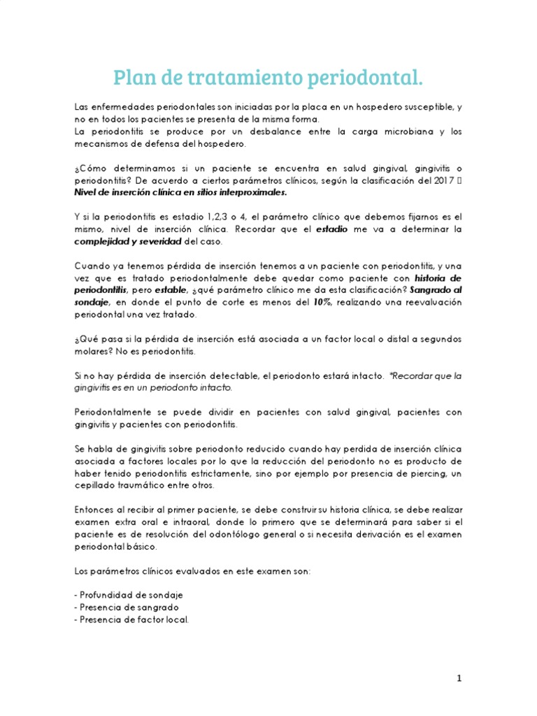 Plan de Tratamiento Periodontal | PDF | Odontología | Especialidades ...