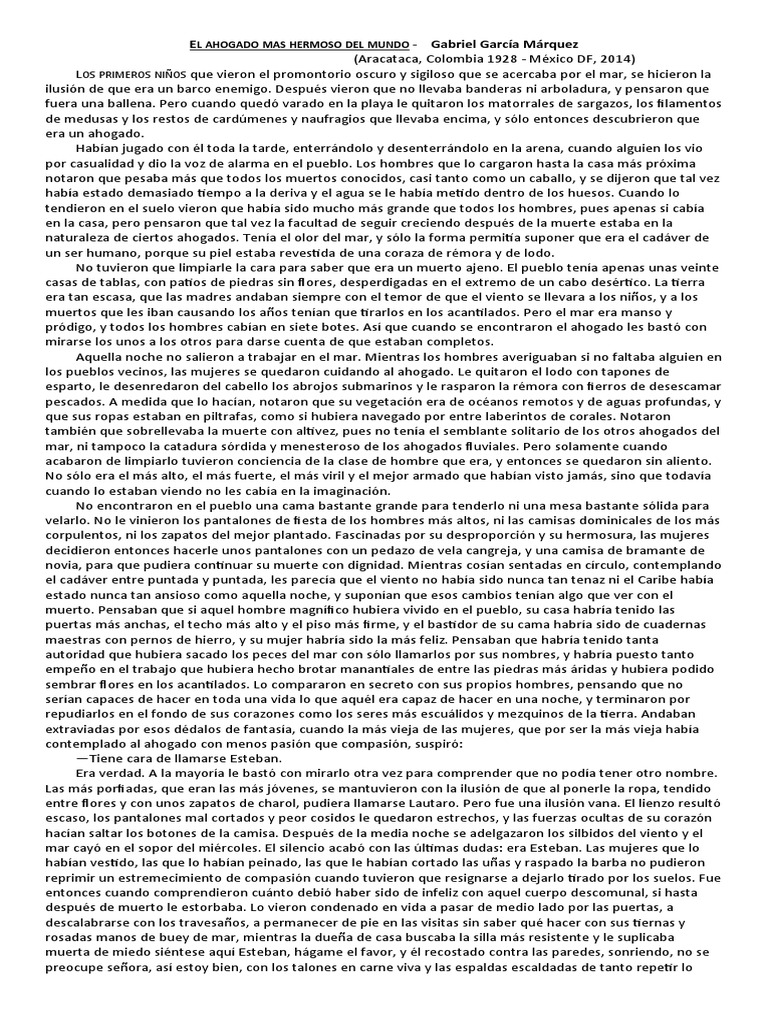 El Ahogado Mas Hermoso Del Mundo | PDF