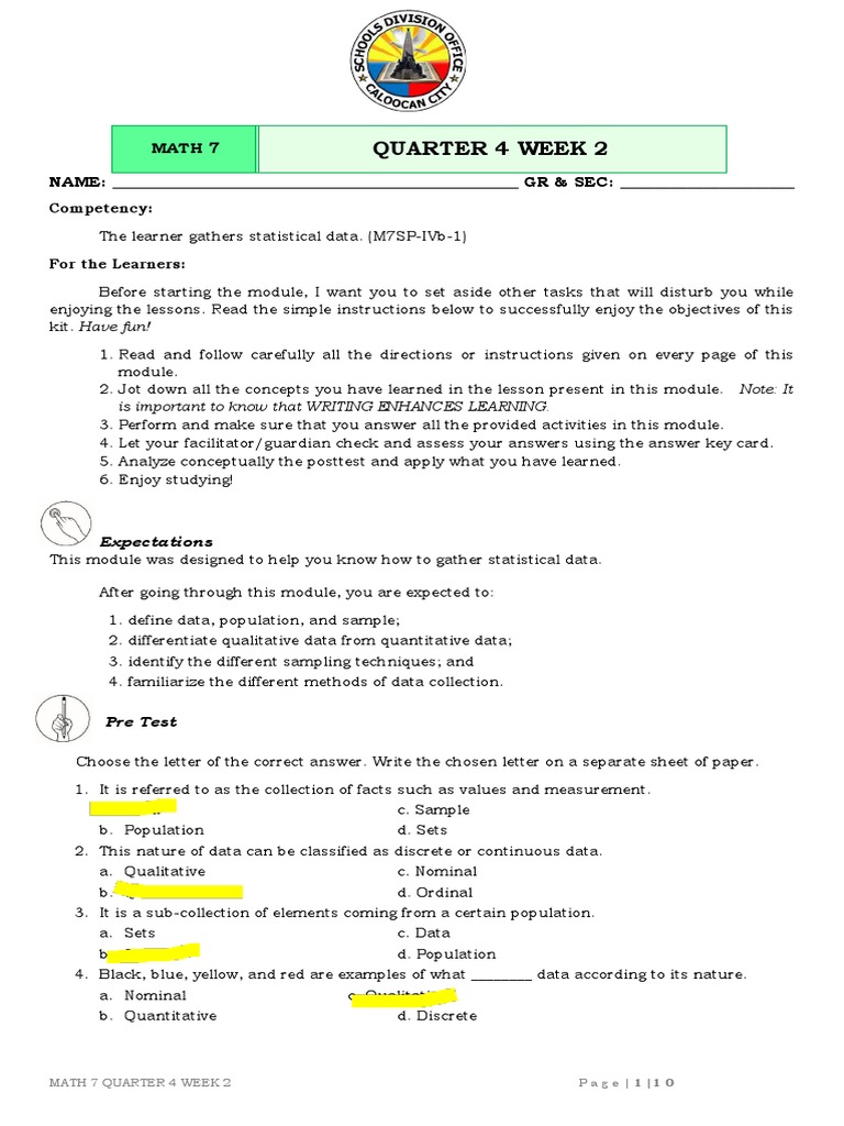 Math 7 Q4 Week 2 | PDF | Sampling (Statistics) | Survey Methodology