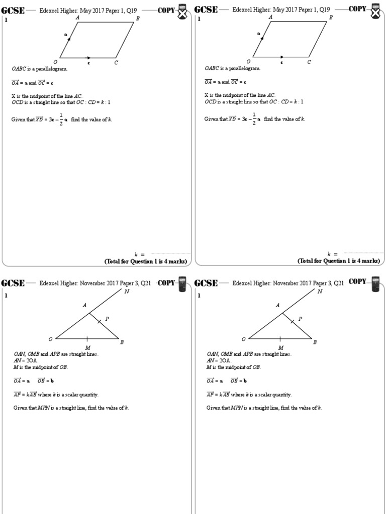 Vectors Around Shapes Higher GCSE Questions Standard | PDF | Linear ...