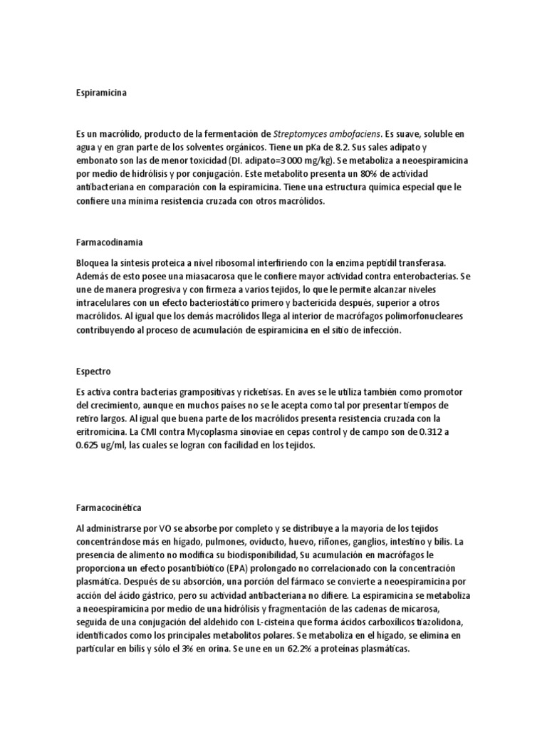 Espiramicina | PDF | Bioquímica | Química