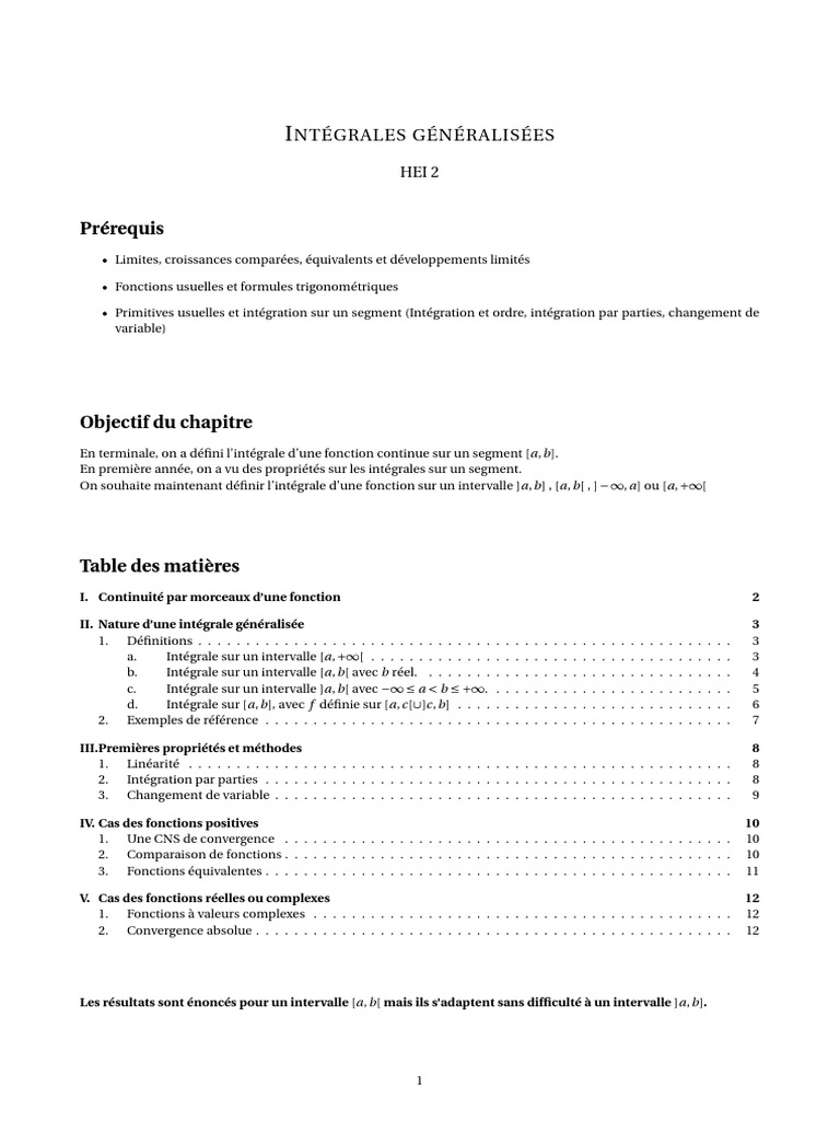 Intégrales généralisées et convergence | PDF | Limite (mathématiques ...