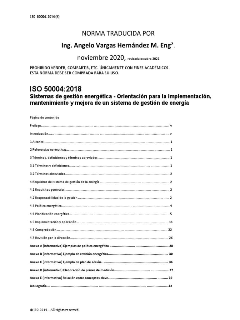 ISO 50004. Español Editada AVHoct2021 | PDF | Gestión energética | Uso ...