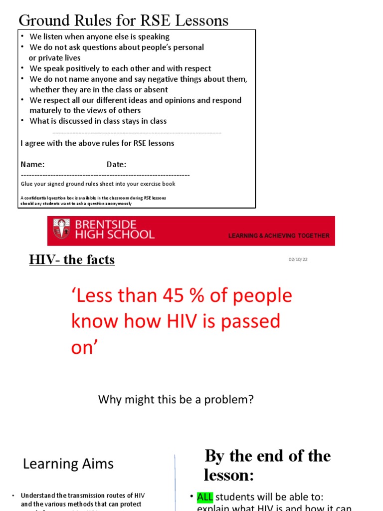 RSE Lesson Rules & HIV Education | PDF | Hiv | Cognition