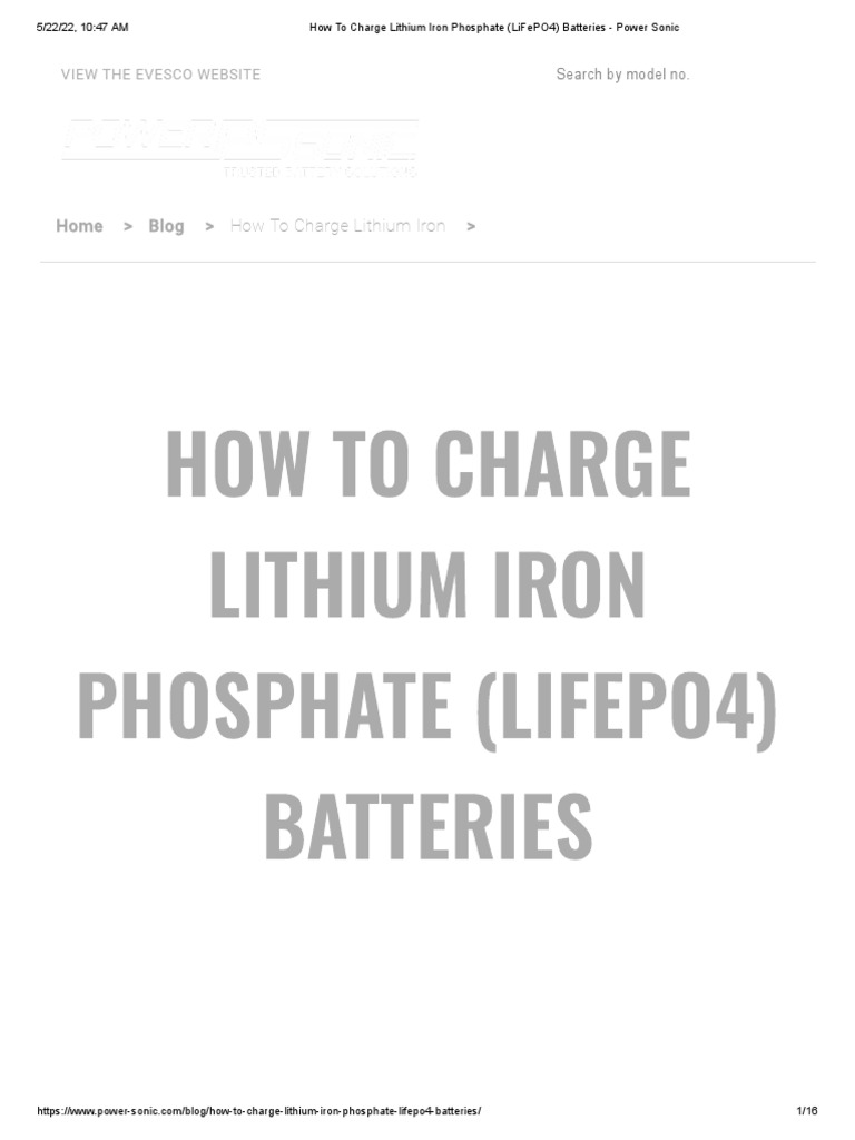 How To Charge Lithium Iron Phosphate (LiFePO4) Batteries - Power Sonic ...