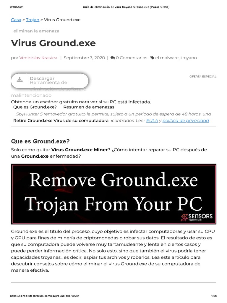 Eliminar el virus Ground.exe: Guía Gratis | PDF | Virus de computadora ...