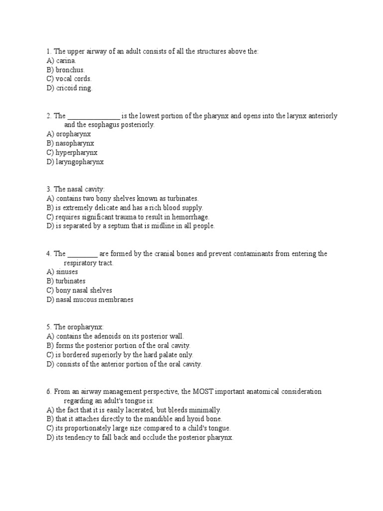 Chapter11.airway - Bank Test | PDF | Respiratory System | Breathing