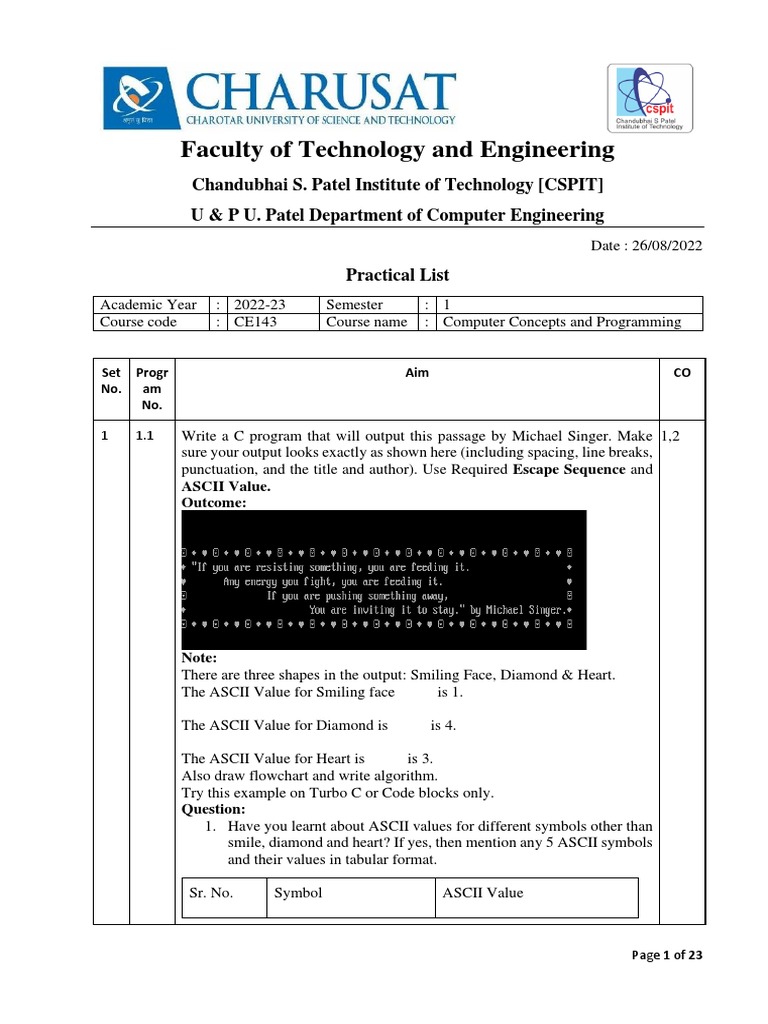 C Programming Practical Exercises 2022-23 | PDF | Programming | Computer Program