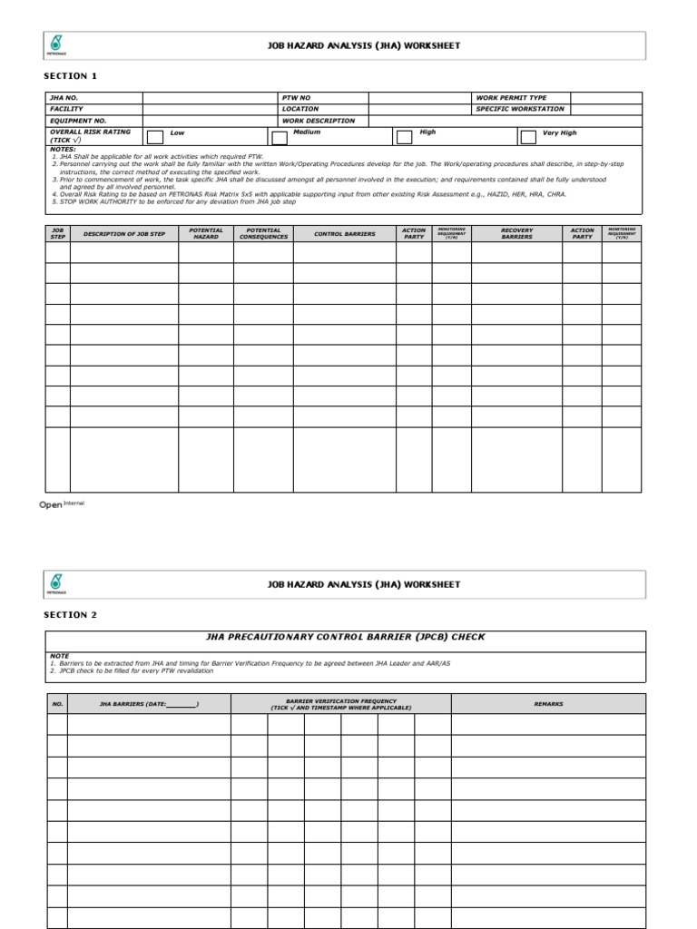 JHA Worksheet Updated | PDF | Safety